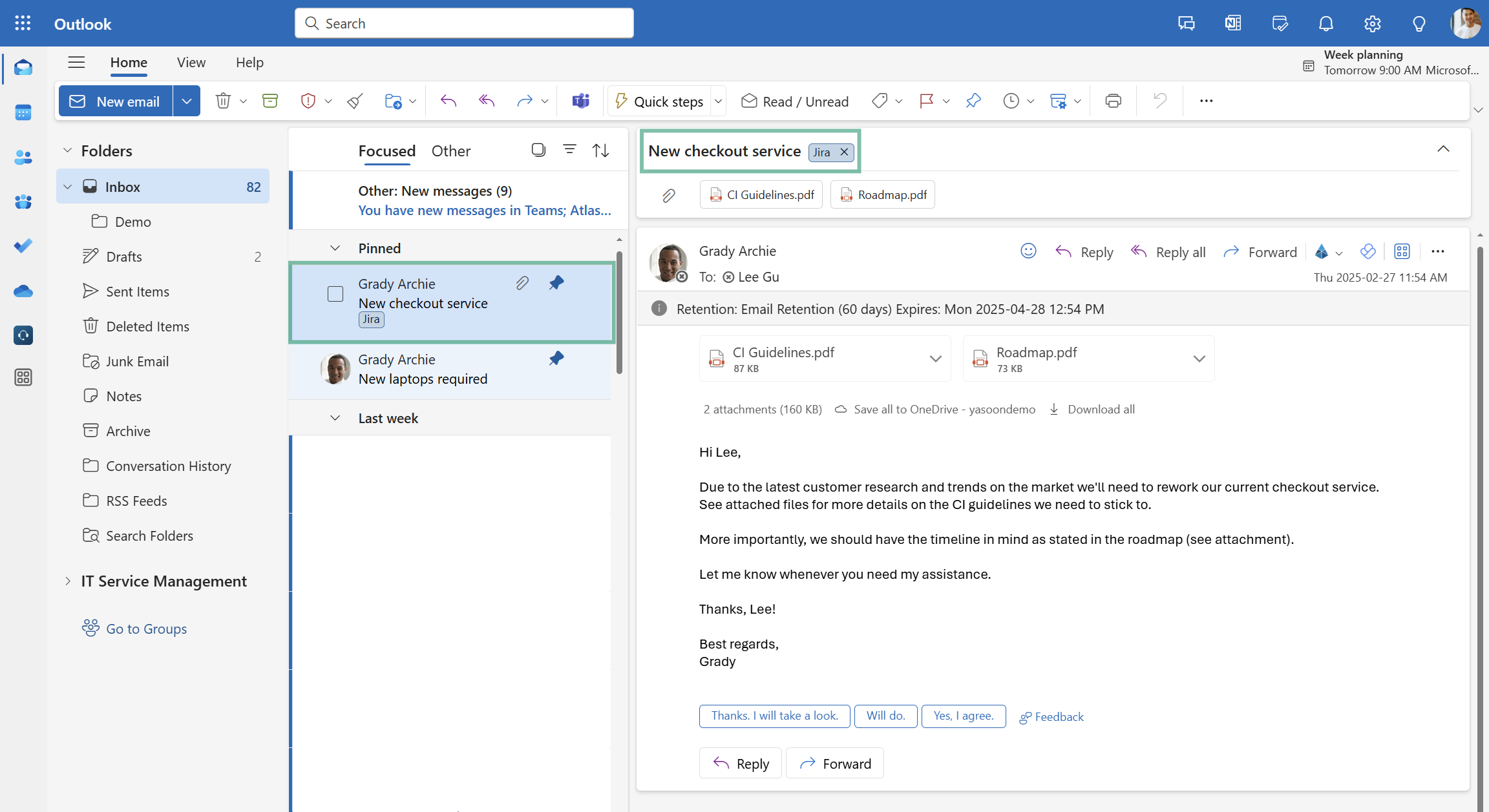 Create new Jira issues in Outlook