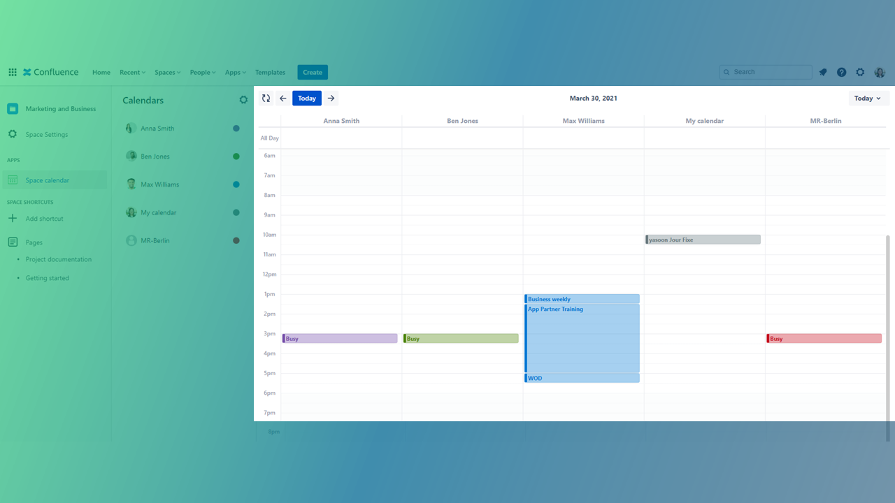 Work with Outlook calendars in Confluence