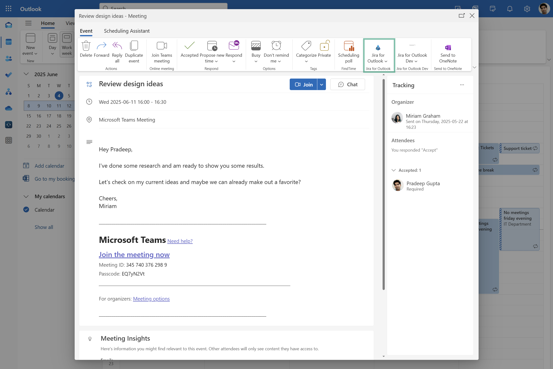 Create new Jira issues from Outlook meetings